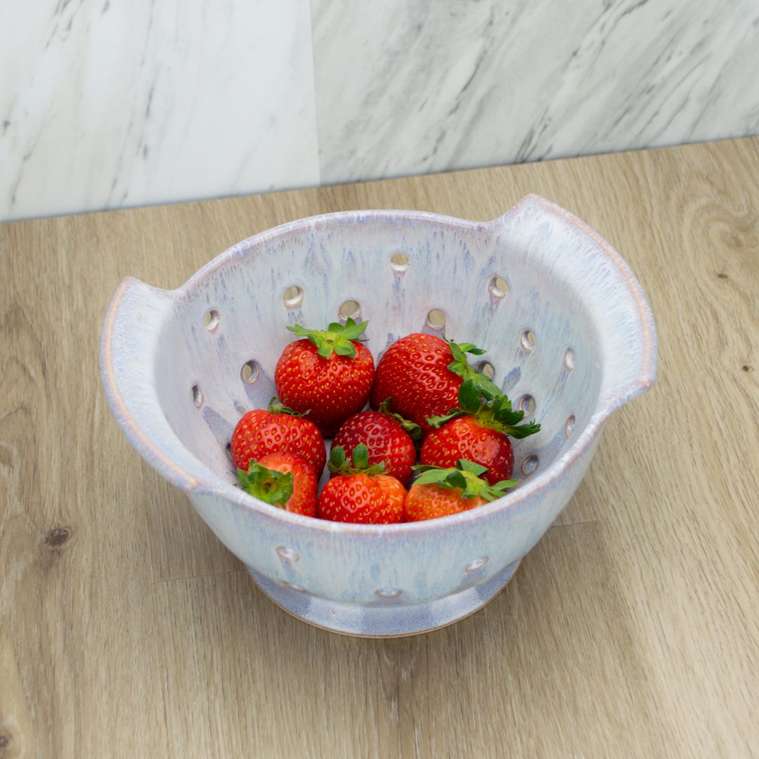 Lavender Purple Drippy Berry Bowl Berry Strainer Handmade Colander ...