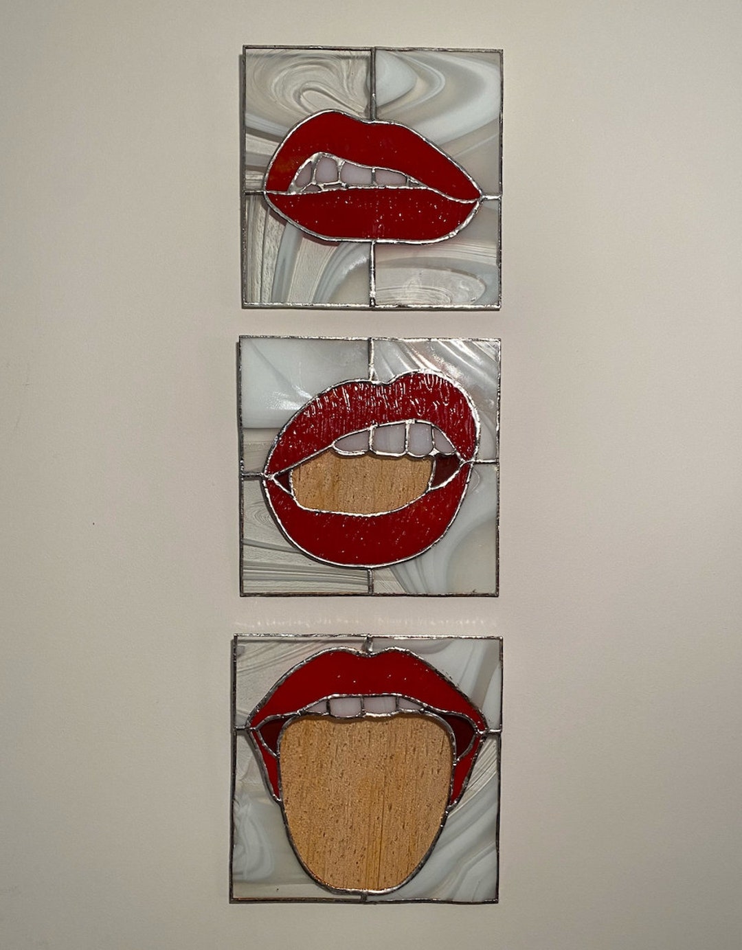 Stained Glass Lips Panel Set - Etsy