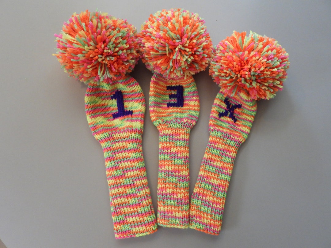 Set of 3 Knitted Golf Club Covers Original, Bright and Funpictured ...