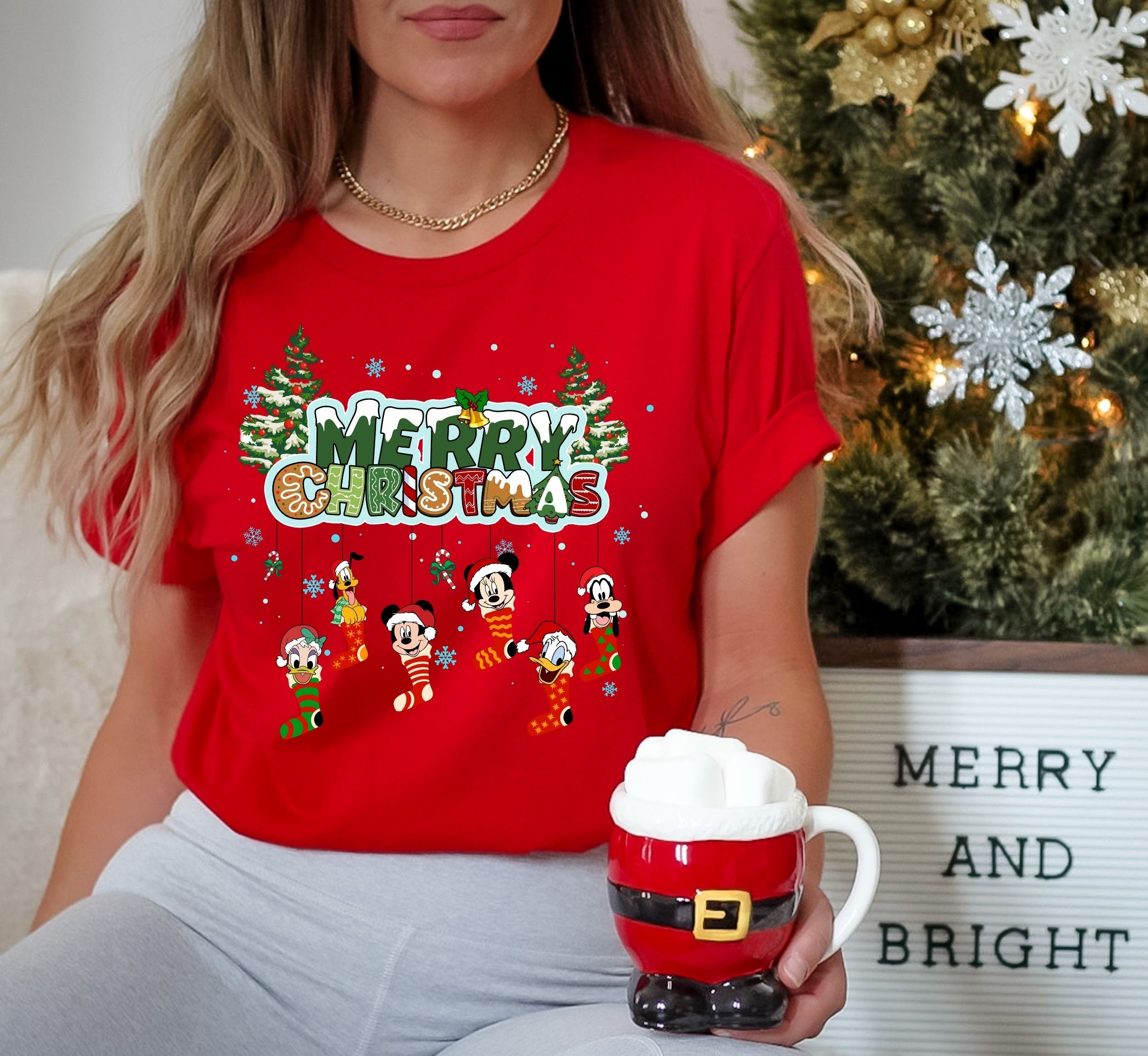 Merry Christmas Shirt, Disney Character Stockings Shirt, Christmas ...