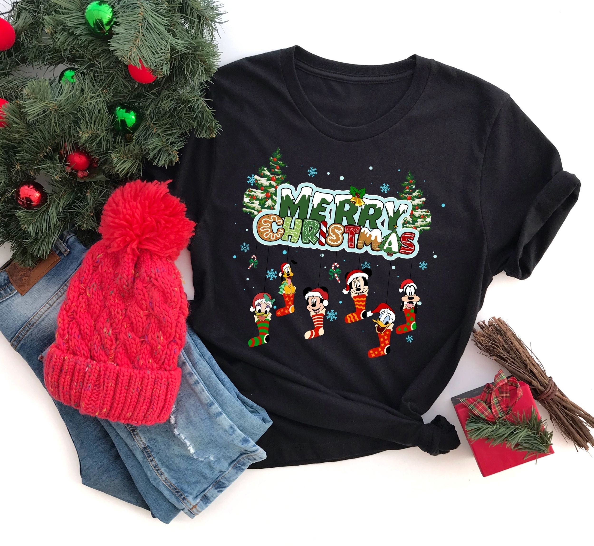 Merry Christmas Shirt, Disney Character Stockings Shirt, Christmas ...