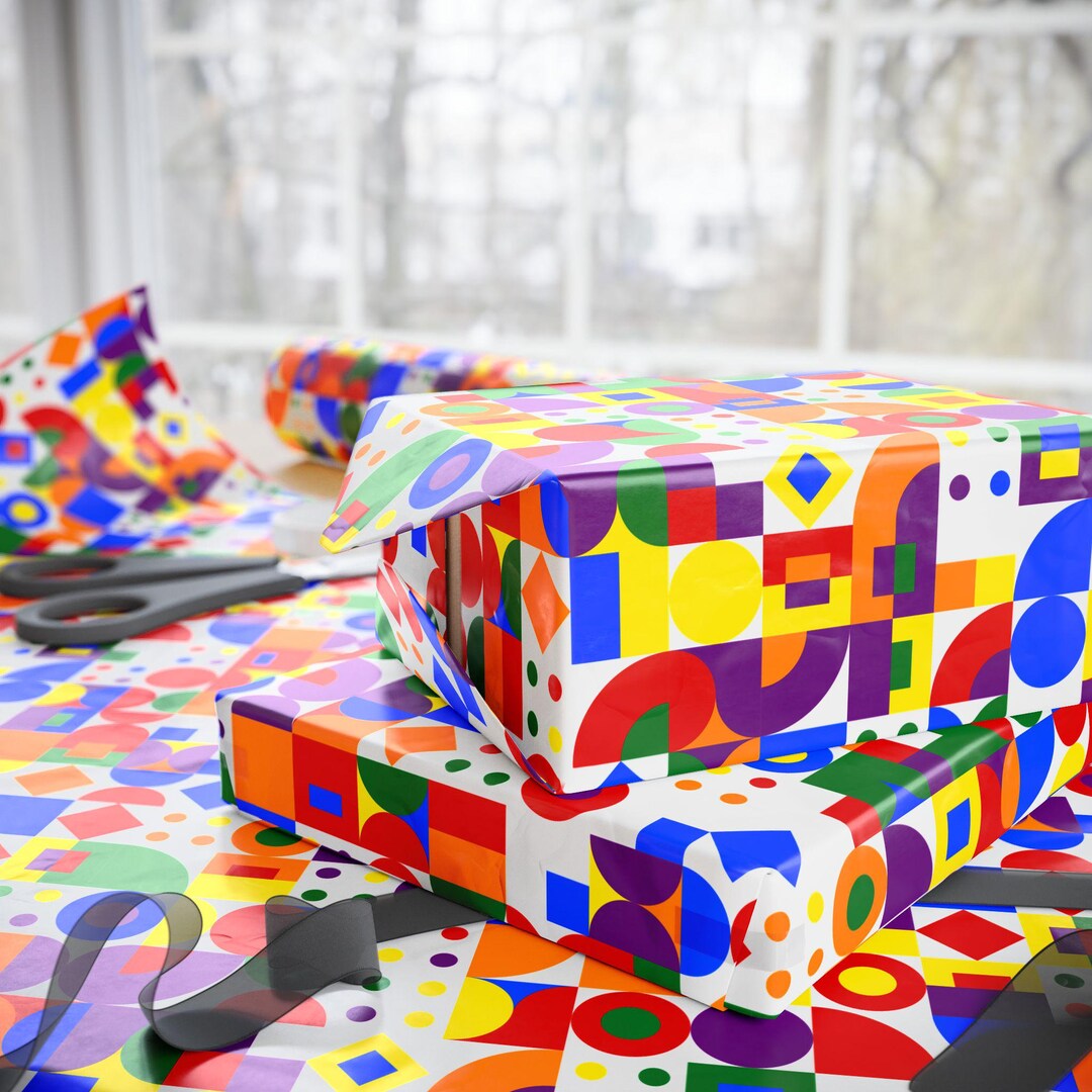 Rainbow Pride Gift Wrapping Paper, LGBT Pride Flag Colors, Bauhaus ...