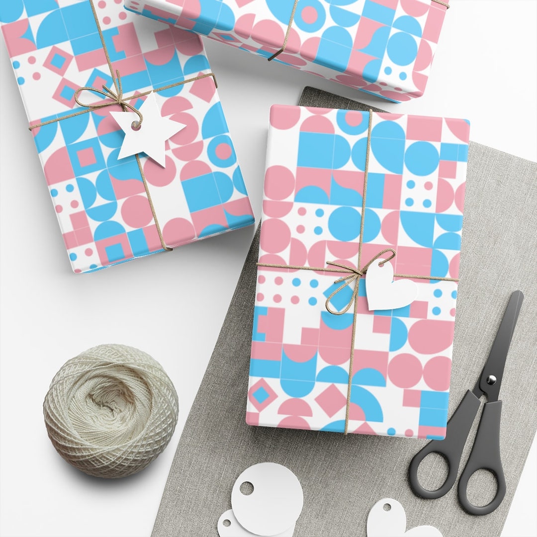 Transgender Gift Wrapping Paper, Trans Pride Flag Colours, Bauhaus ...