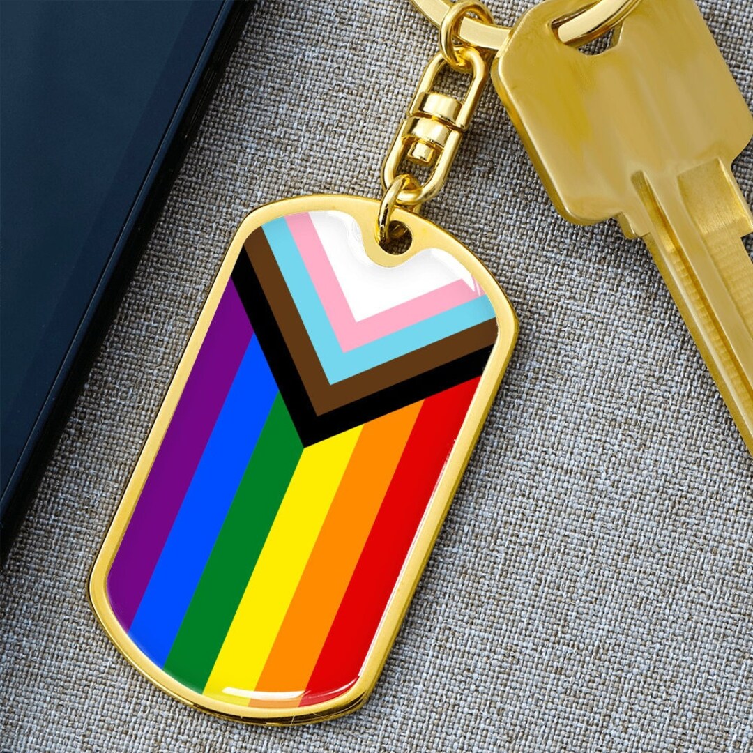 Progress Pride Flag Engraved Keychain Personalized Coming Out - Etsy