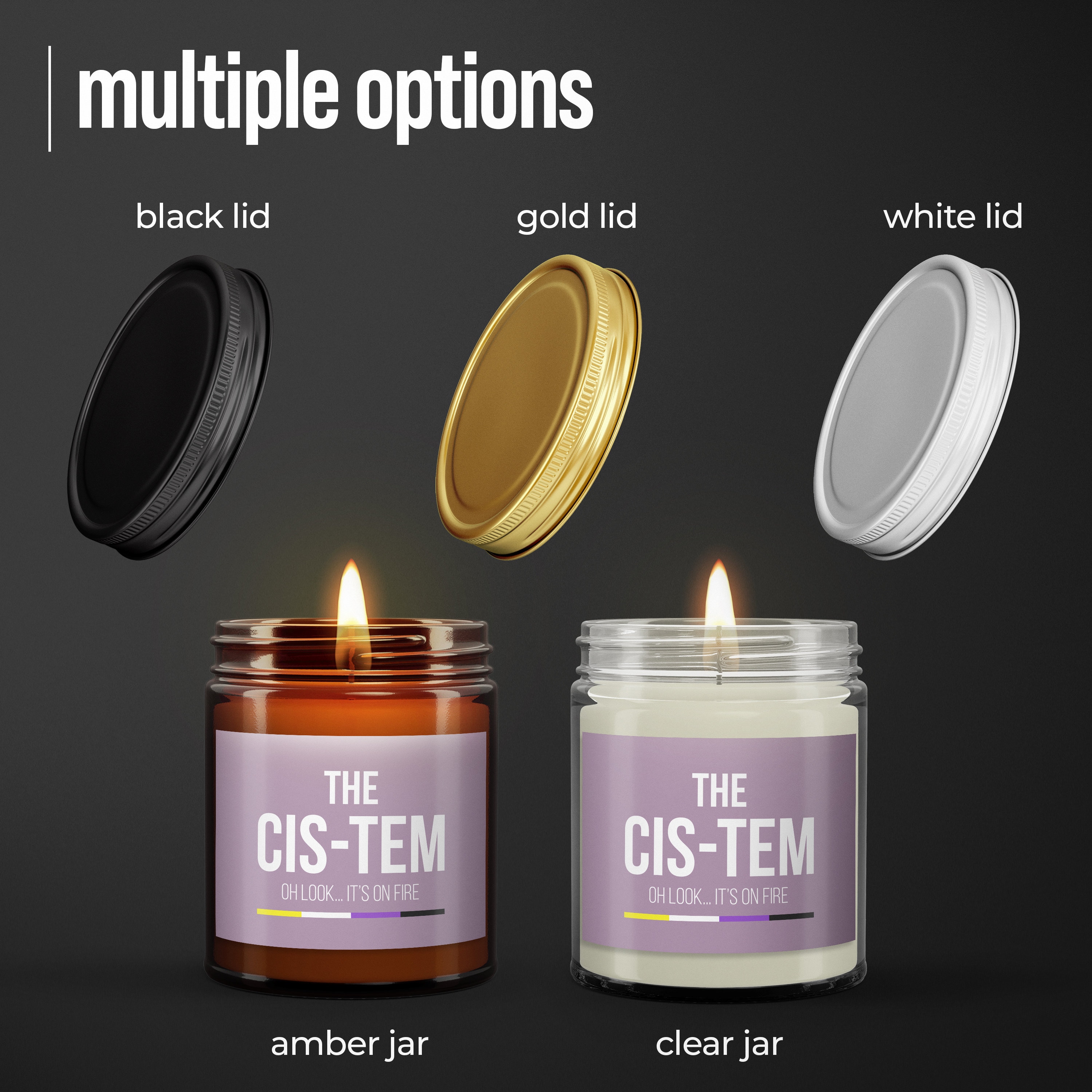 The Cis-tem, Oh Look It's on Fire, Non Binary Pride Candle, Nonbinary ...
