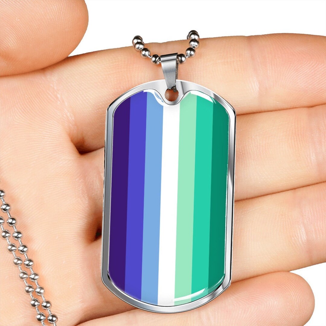 Gay Male MLM Men Loving Men Pride Flag Personalized Dog Tag Necklace ...