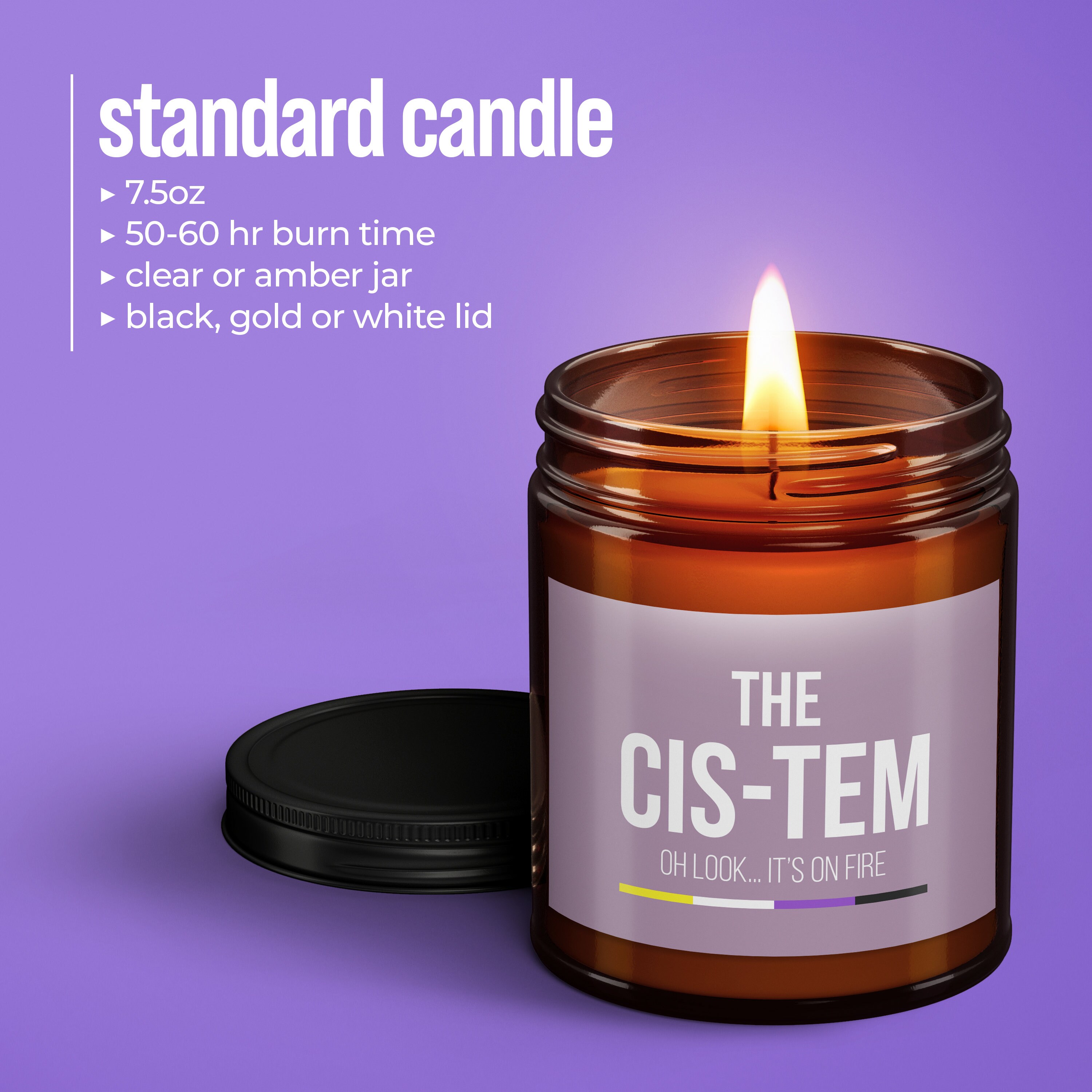 The Cis-tem, Oh Look It's on Fire, Non Binary Pride Candle, Nonbinary ...
