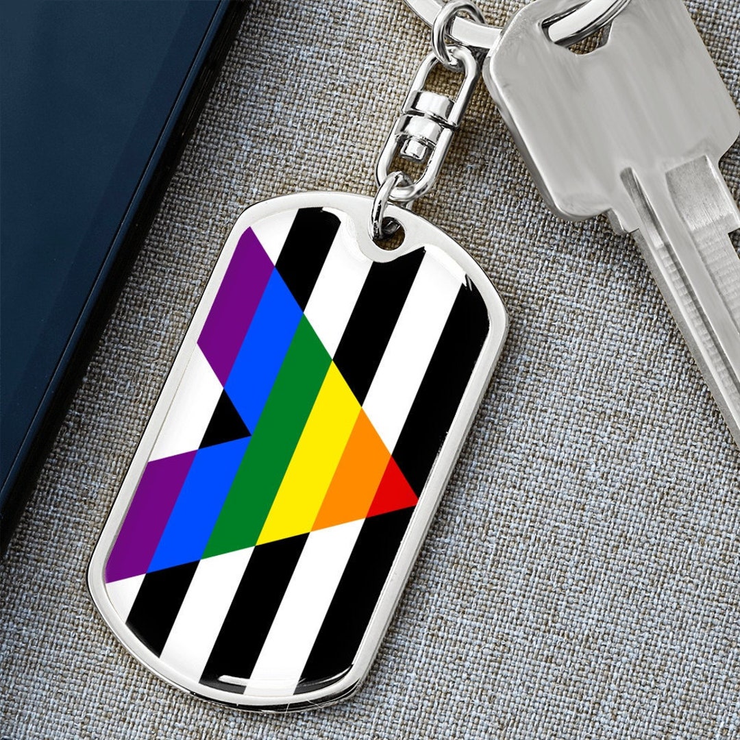 Straight Ally Pride Flag Engraved Keychain, Personalized Gay Ally Gift ...