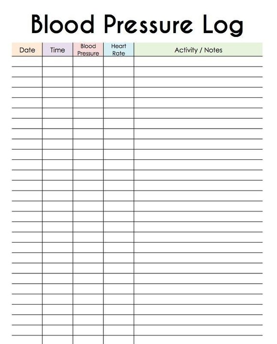 Blood Pressure Log Printable Form Ubicaciondepersonas cdmx gob mx