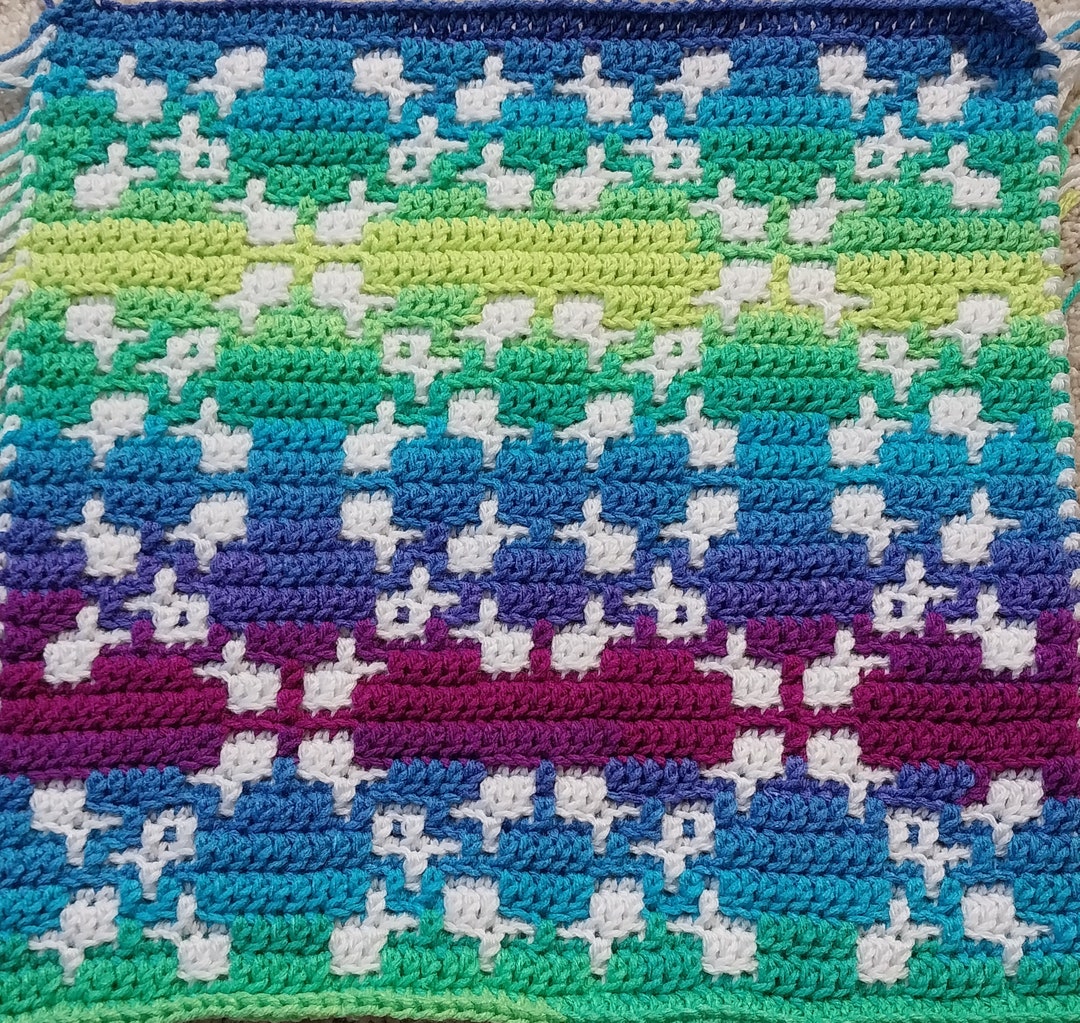 AQUATIC TRAILS Mosaic Crochet Written and Chart Patterns - Etsy