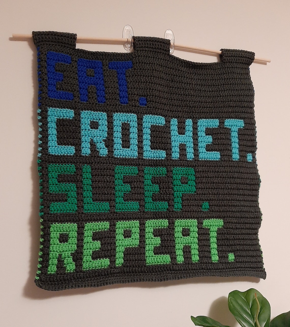 Eat. Crochet. Sleep. Repeat. Mosaic Crochet Wall Hanging Pattern - Etsy