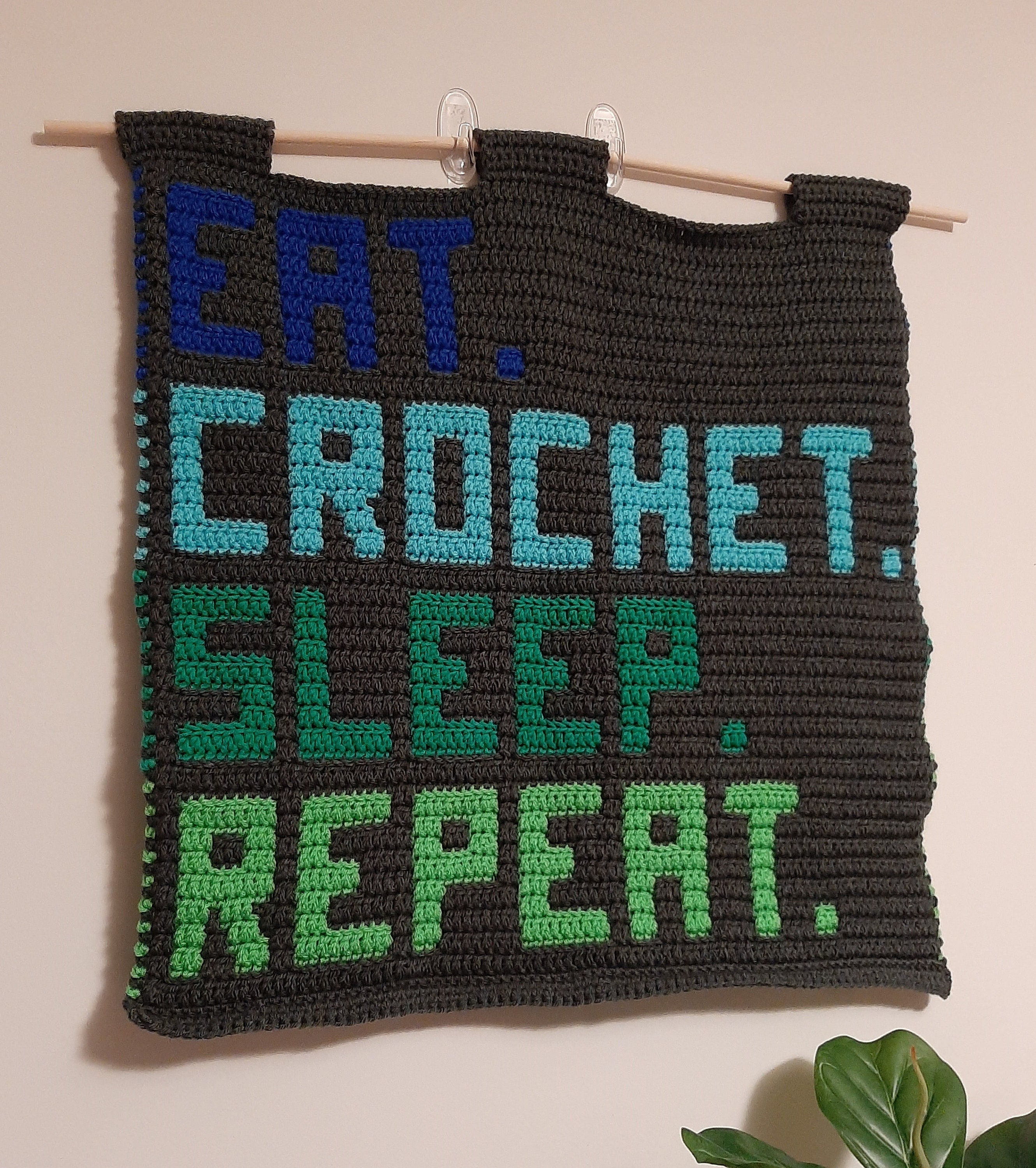 Eat. Crochet. Sleep. Repeat. Mosaic Crochet Wall Hanging Pattern - Etsy