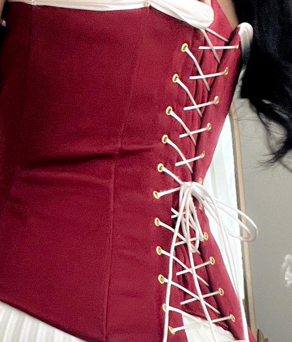 Anastasia Corset Top - Dark Red Corset With Lace up Back and Modest ...