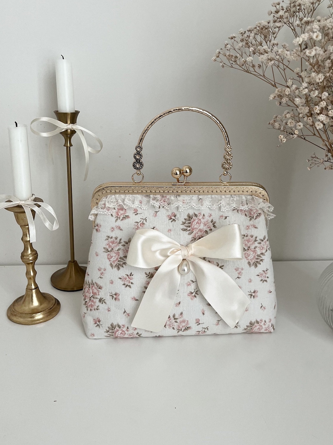 Celestine Clasp Bag - Handmade Clasp Bag - Floral Handbag - Gifts for ...