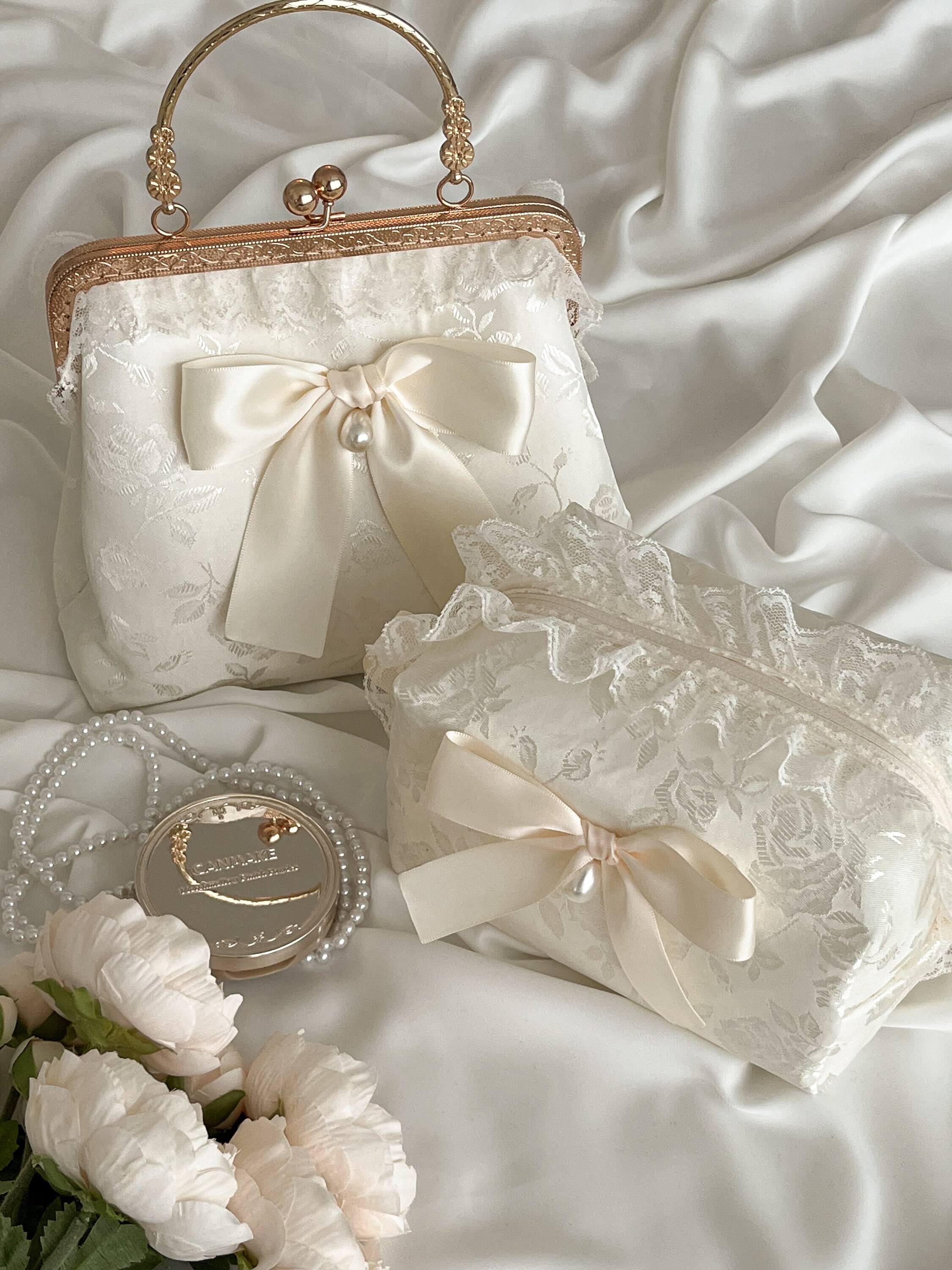 Daphne Makeup Bag in Lovely Ivory - Handmade Makeup Bag - Bridal Gift ...