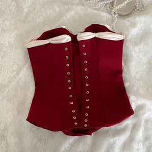 Anastasia Corset Top - Dark Red Corset With Lace up Back and Modest ...