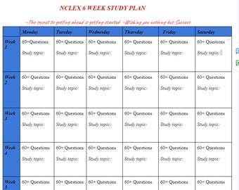 Nclex 6 Week Study Plan - Etsy Singapore