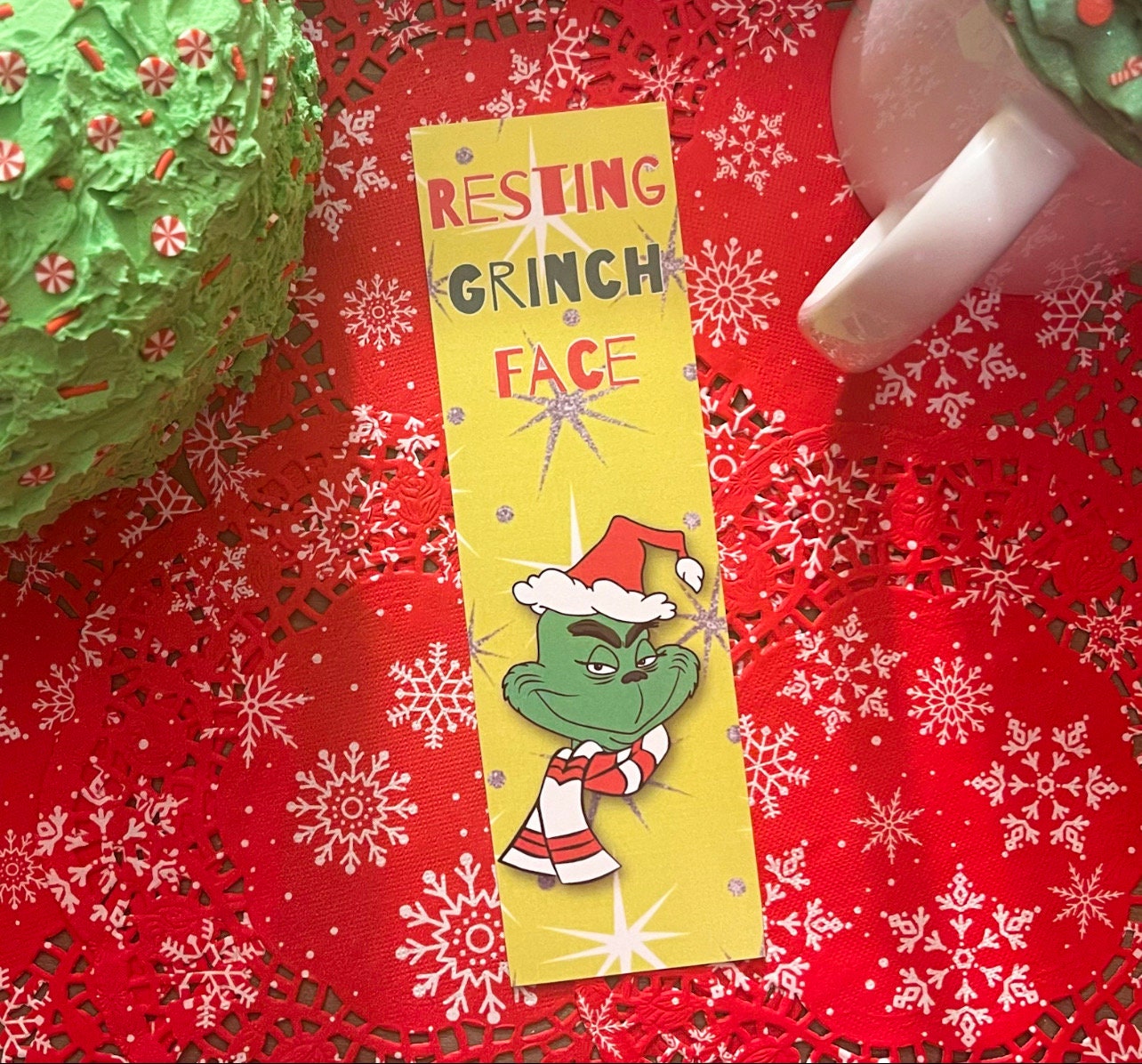 Grinch Inspired “resting Grinch Face” Bookmark - Etsy