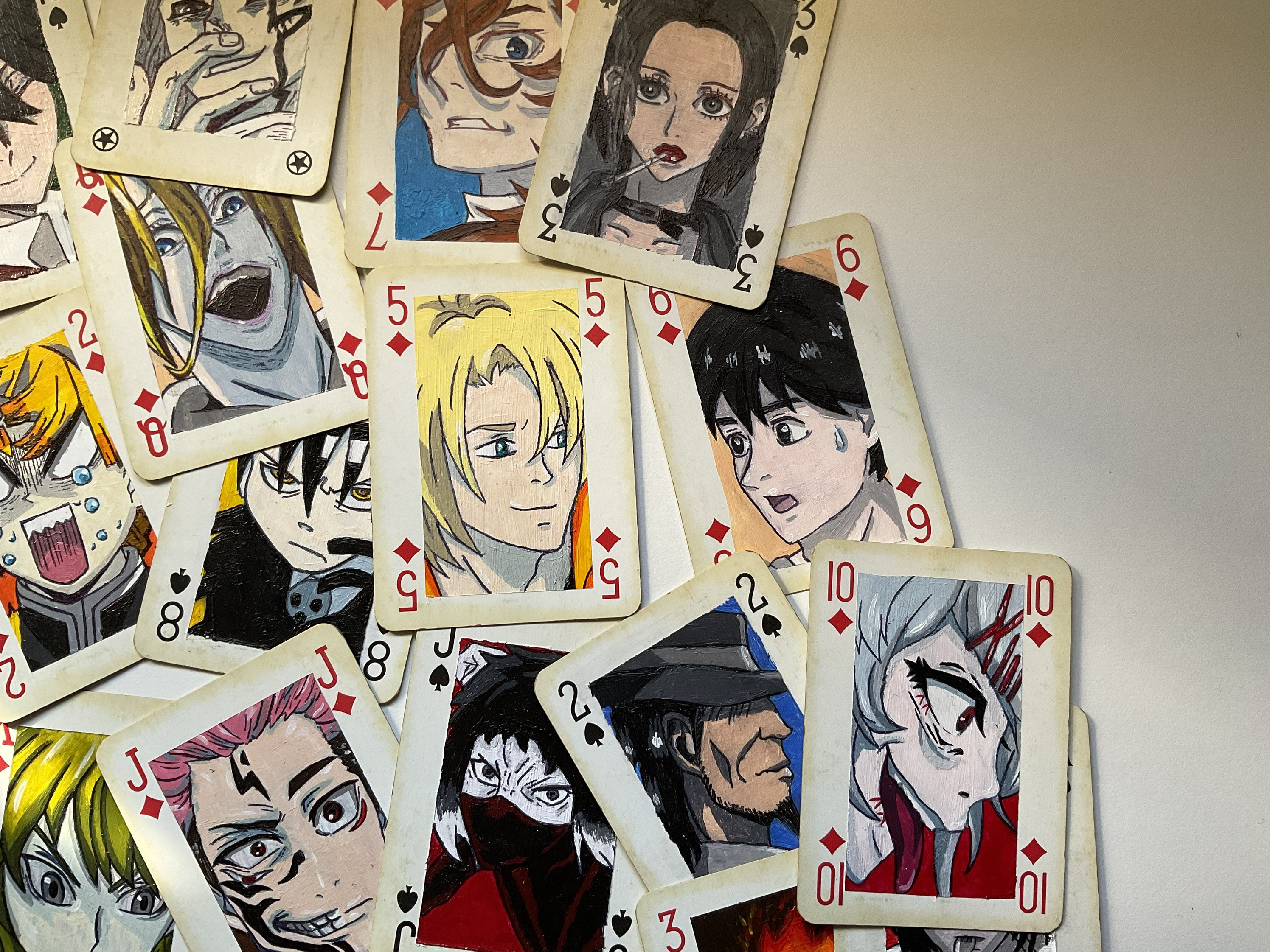 Hand-painted Playing Cards With Anime Characters Handmade Anime Cards ...