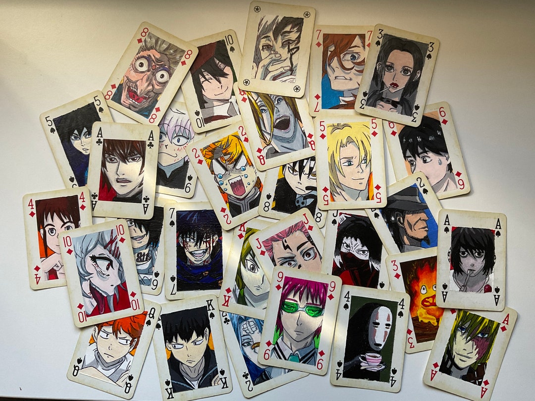 Hand Painted Anime Character Playing Cards Handmade Anime Cards - Etsy