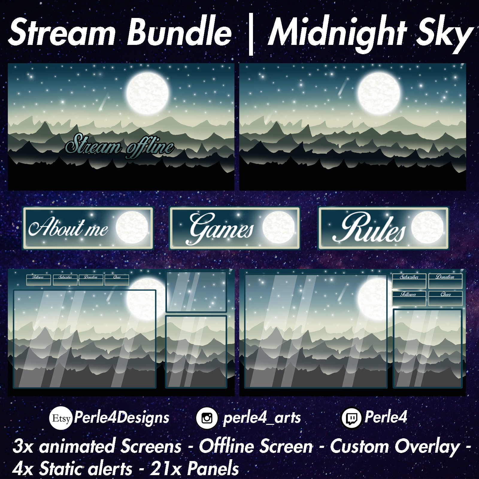 Midnight Sky Twitch Animated Stream Overlay Pack - Etsy