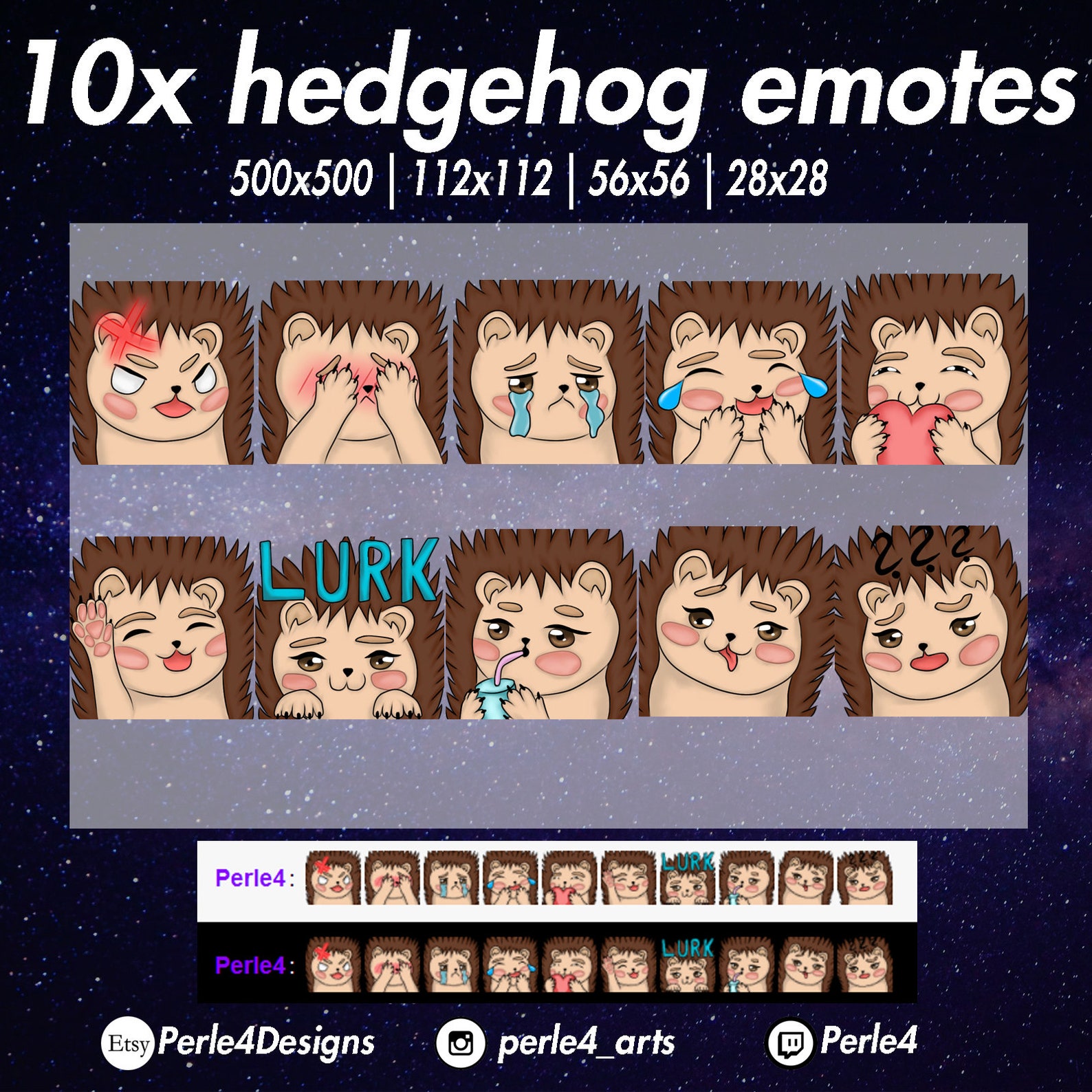 10 Hedgehog emotes for Twitch /Discord - Etsy.de