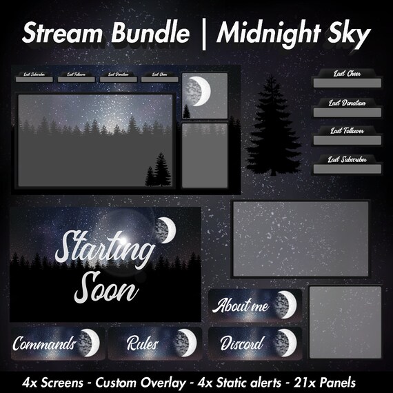 Midnight Sky Twitch Stream Overlay Pack | Etsy