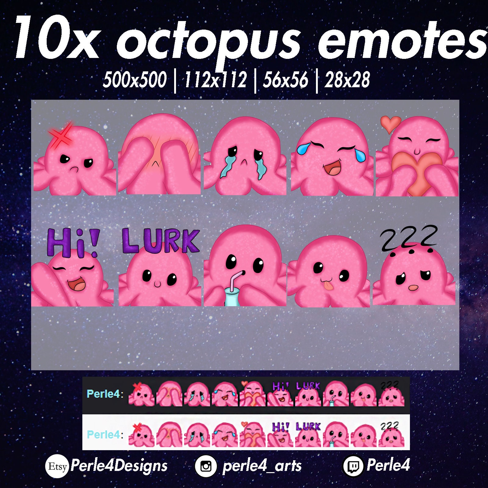 10x Octopus Emotes for Twitch/discord - Etsy