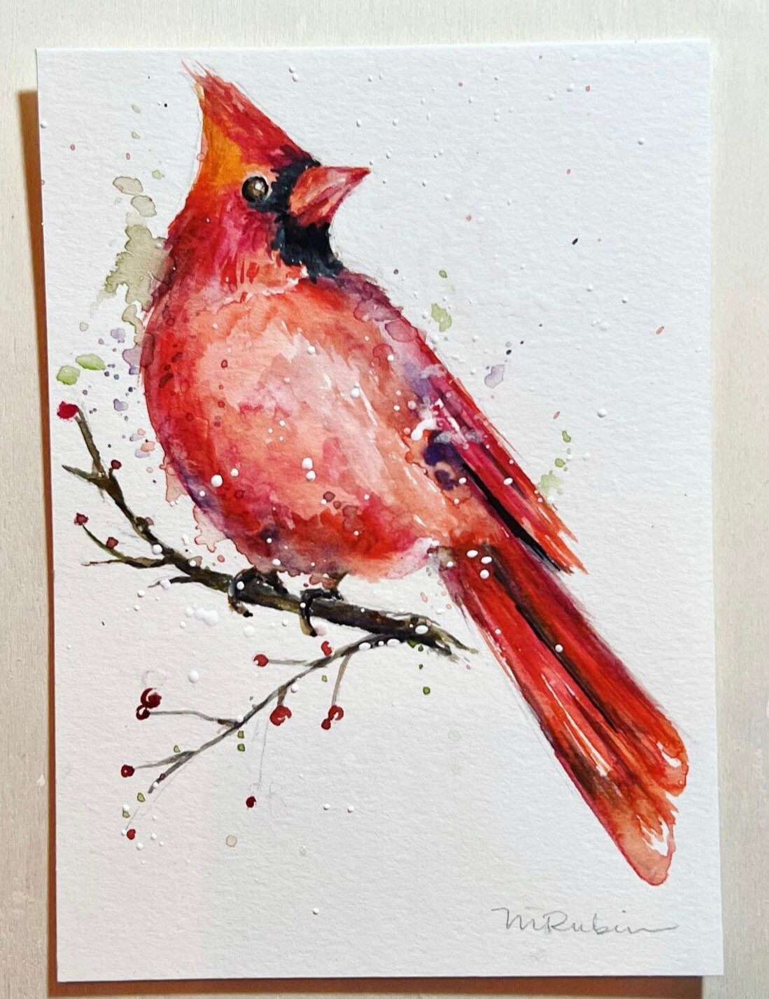 5x7 Original Watercolor Cardinal Cards-flat or Folded - Etsy