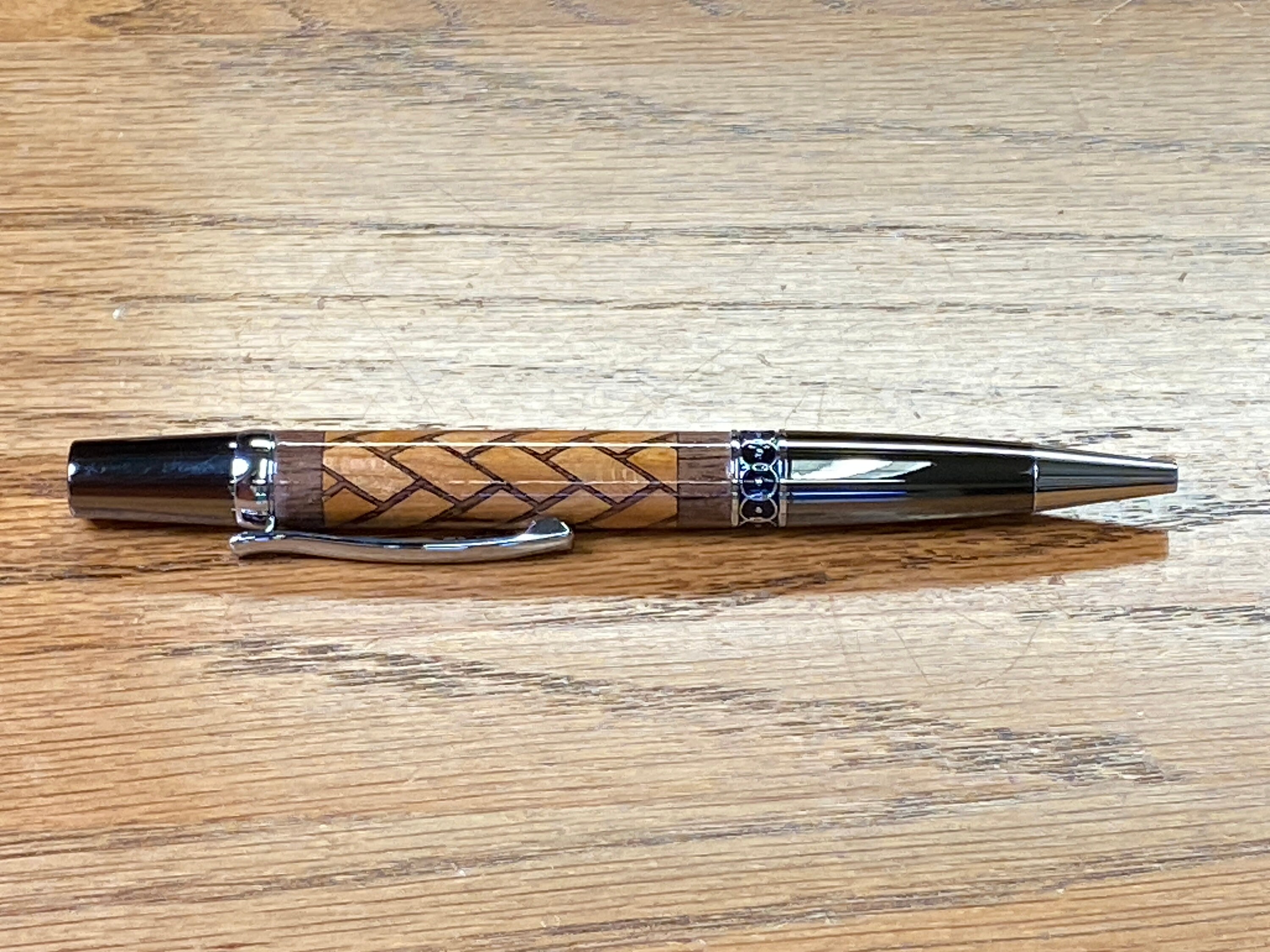 Laser Cut Herringbone Pen Blank on an Elegant Monarch Gunmetal and ...