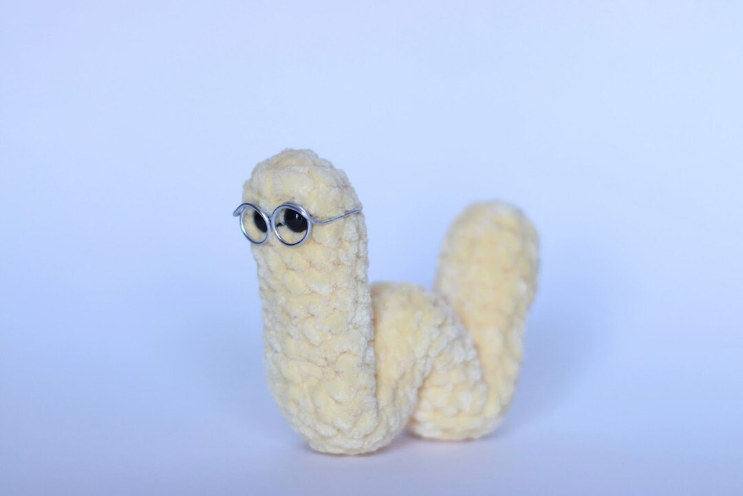 Bookworm Plushy-stuffed Animal-crocheted-amigurumi-book Nook Decor ...