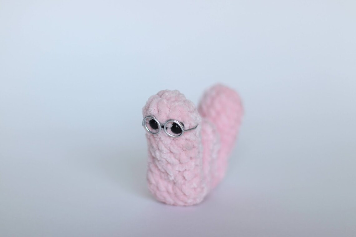 Bookworm Plushy-stuffed Animal-crocheted-amigurumi-book Nook Decor ...