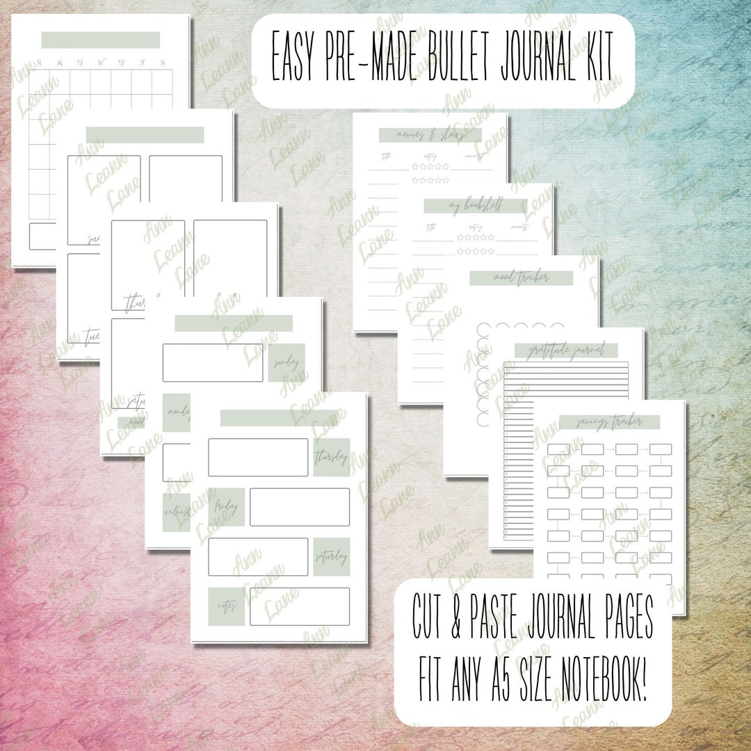 Minimalist Beginner Printable Bullet Journal | A5 | Bujo Template ...