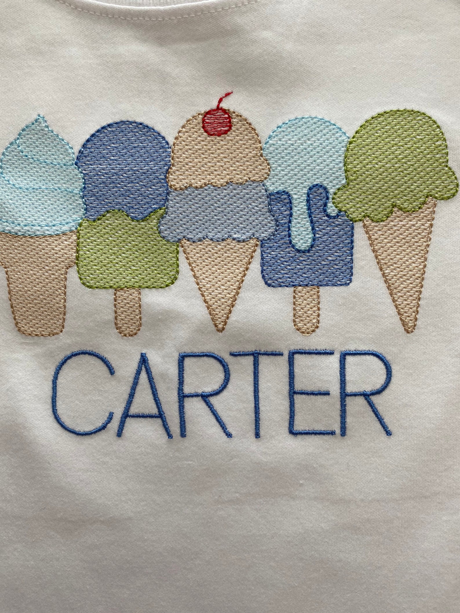 Embroidered Ice Cream Shirt - Etsy