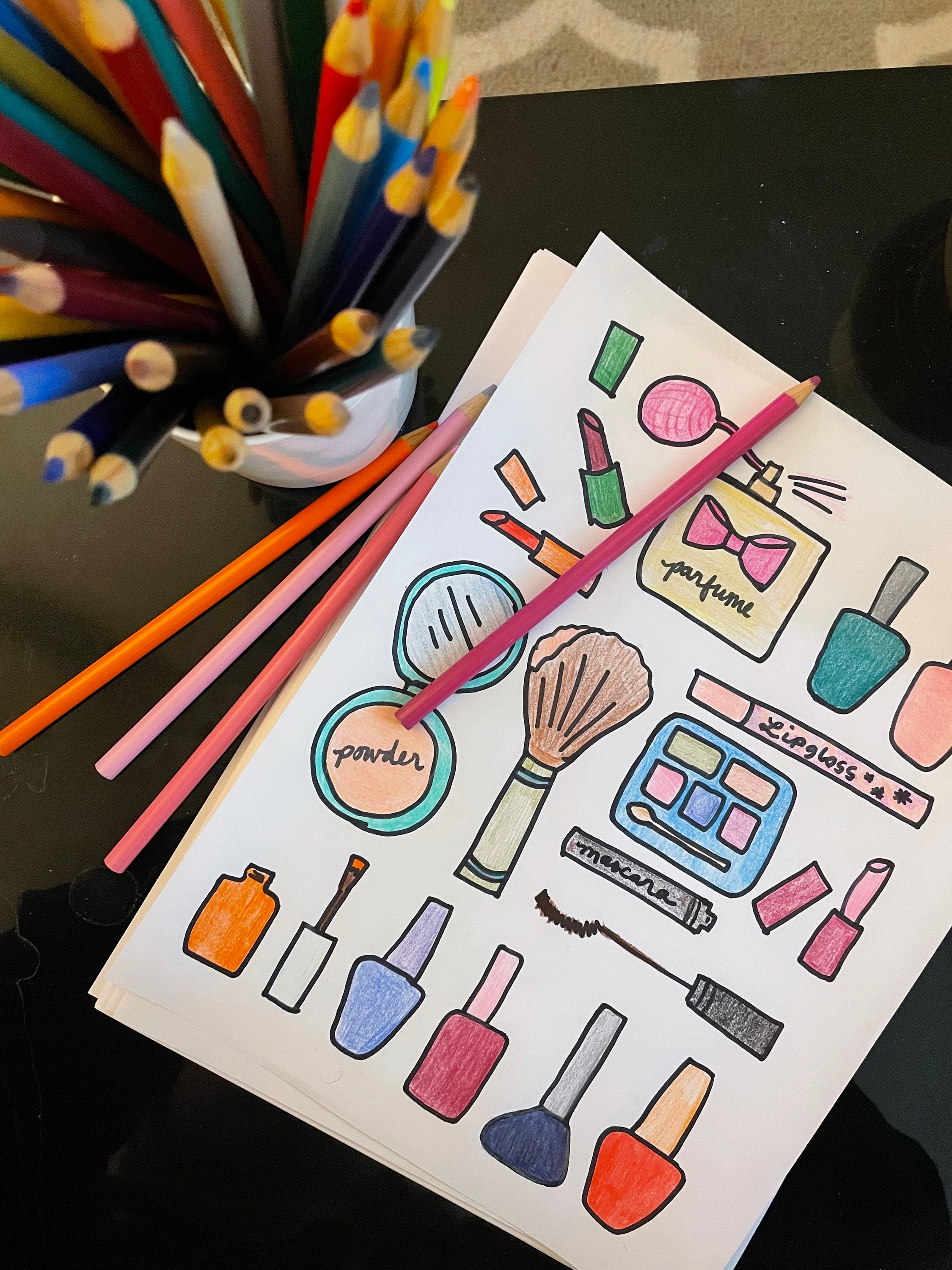 Girly Makeup Coloring Sheet - Etsy