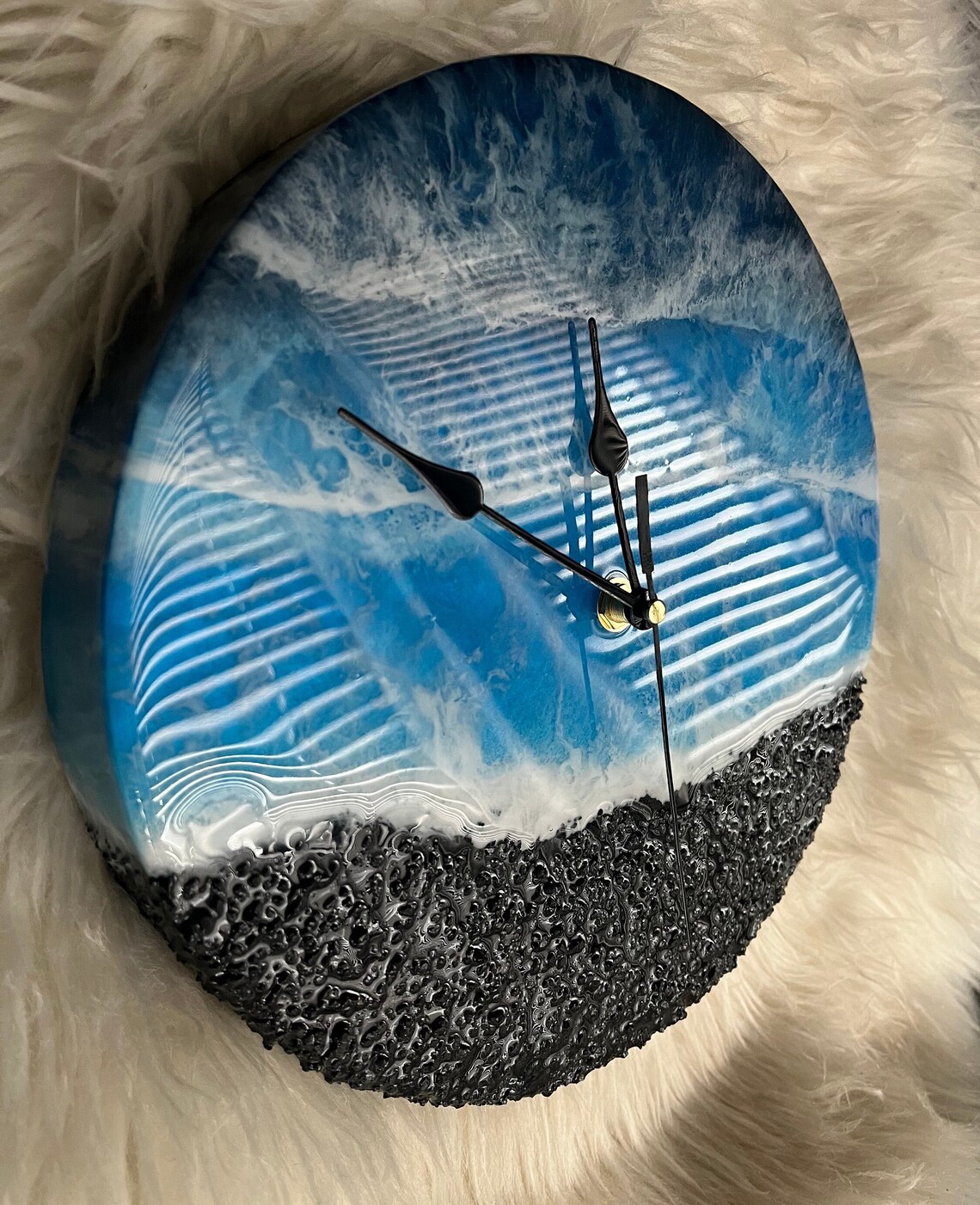Blue Ocean Epoxy Resin Clock, Modern Beach Wall Clock, Unique Epxoy ...