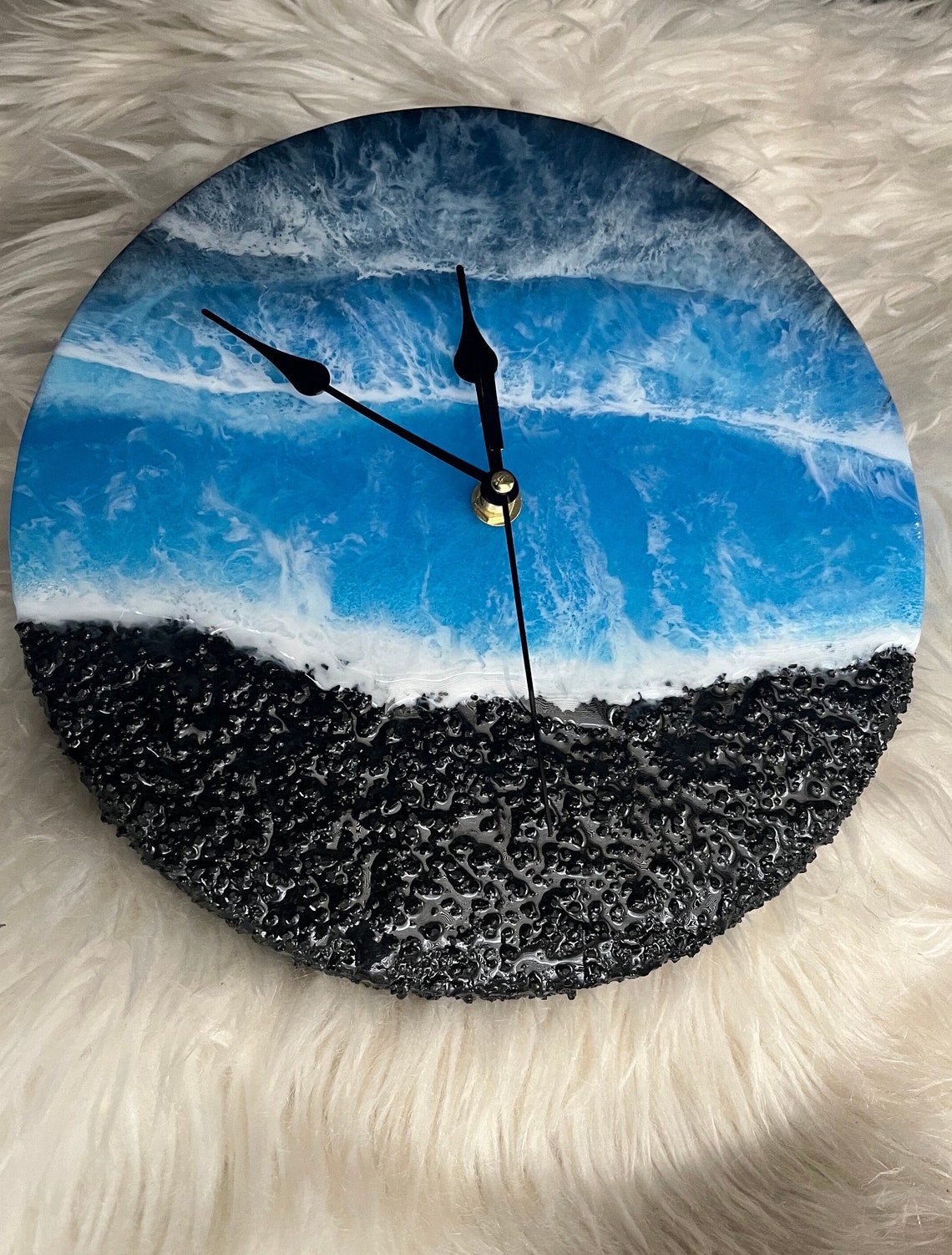 Blue Ocean Epoxy Resin Clock, Modern Beach Wall Clock, Unique Epxoy ...