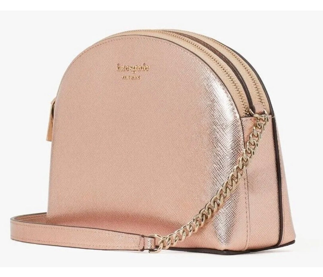 NWB Kate Spade Spencer Rose Gold Leather Double Zip Crossbody - Etsy
