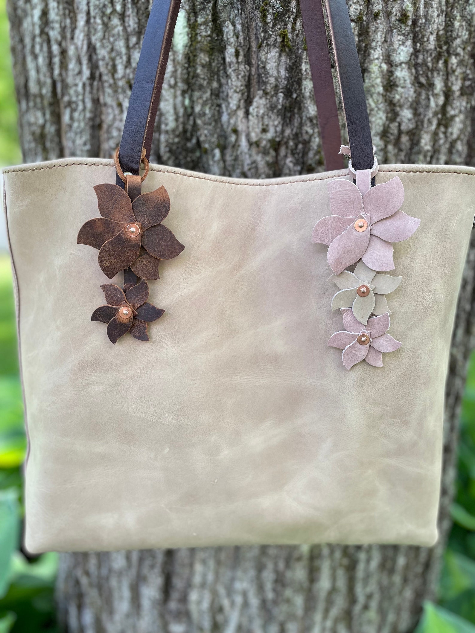Custom Leather Flower Bag Charms | Etsy