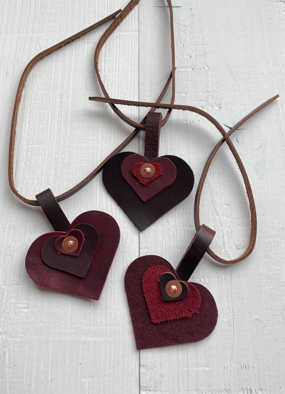 Leather Heart Charms - Etsy