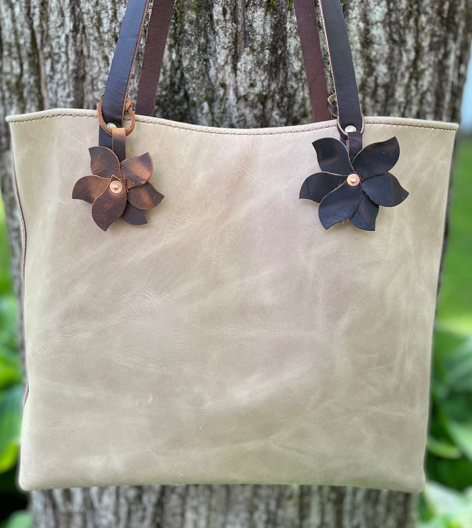 Custom Leather Flower Bag Charms - Etsy