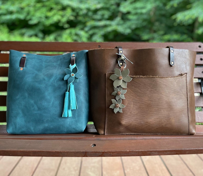 Custom Leather Flower Bag Charms - Etsy