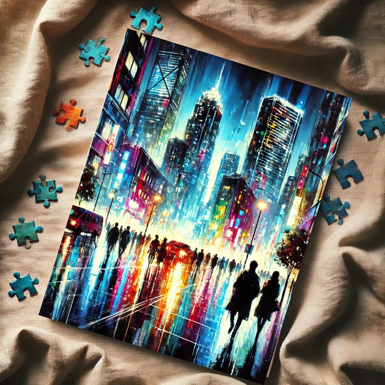 Neon Nightlife Cityscape 520-piece Puzzle - Etsy