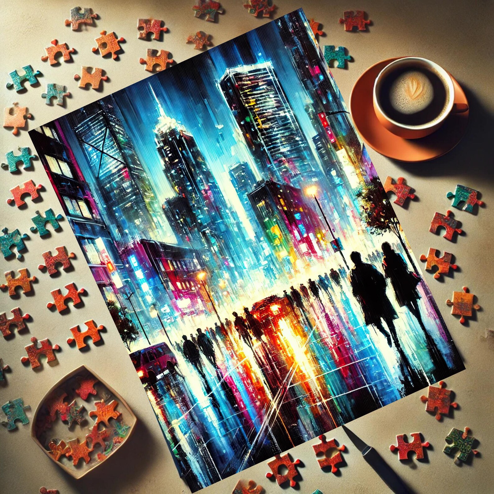 Neon Nightlife Cityscape 520-piece Puzzle - Etsy