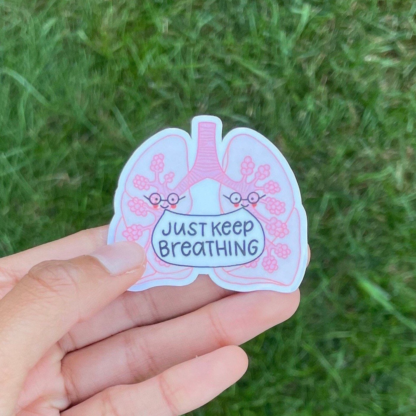 Lungs Just Keep Breathing Sticker, Encouraging Gift, Funny Medical ...