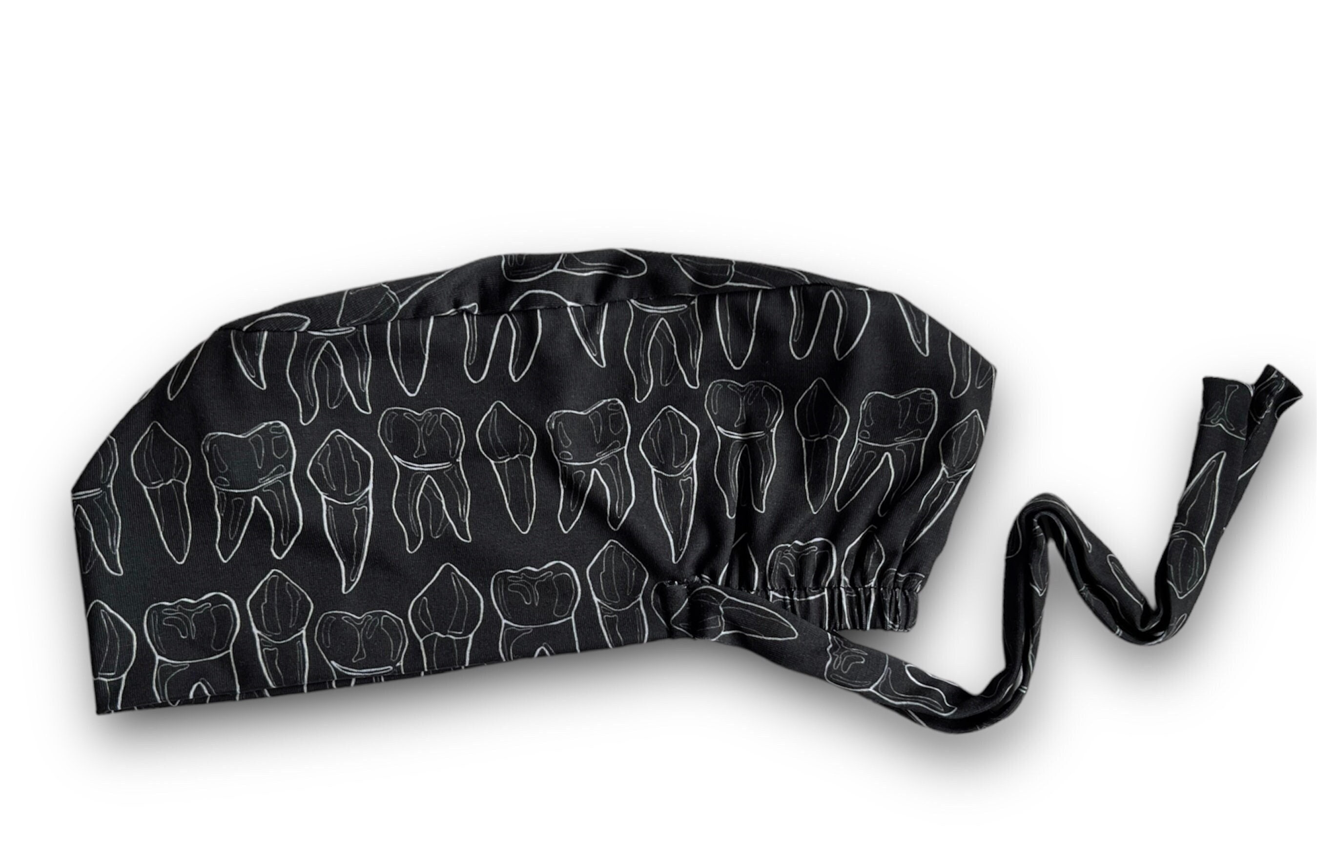 Black Dental Anatomy Teeth Soft Stretchy Scrub Cap, Scrub Hats for ...