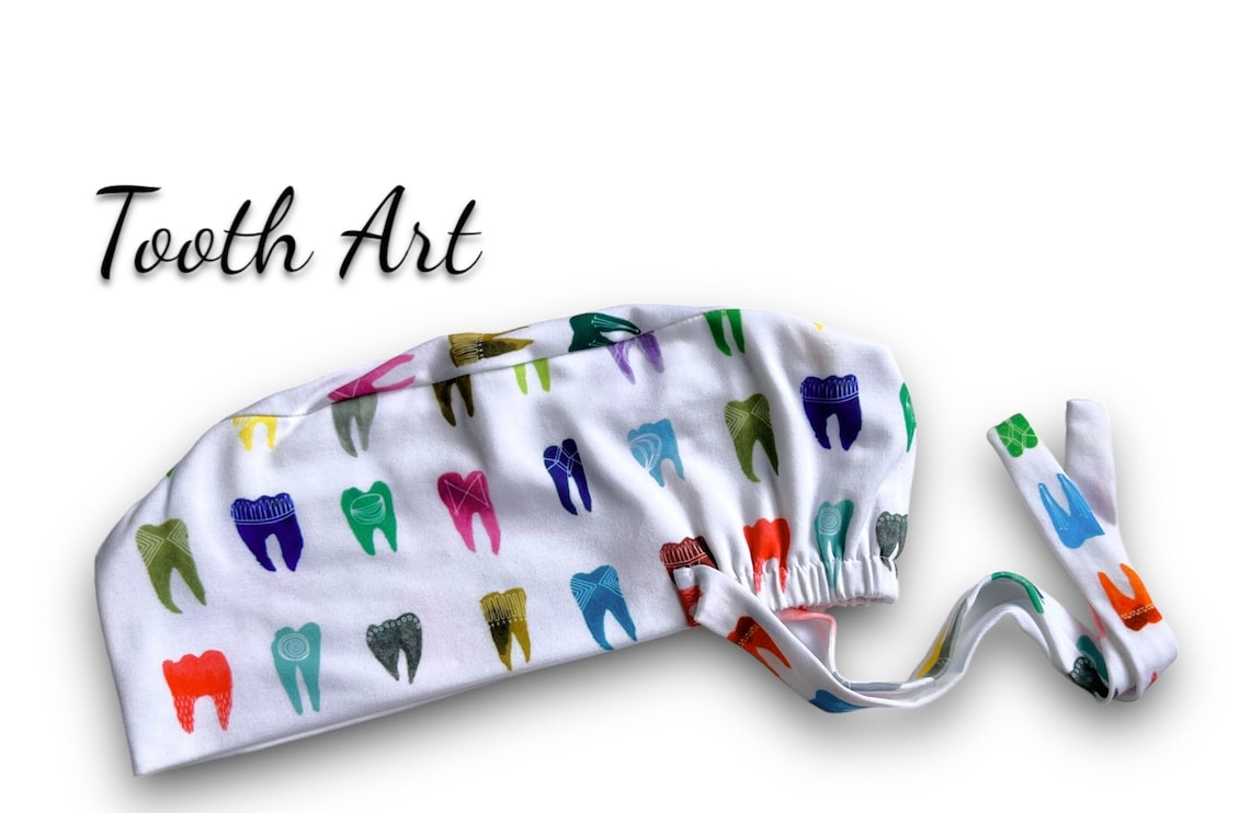 Watercolour Teeth Soft Stretchy Surgical Scrub Cap, Scrub Hats for ...