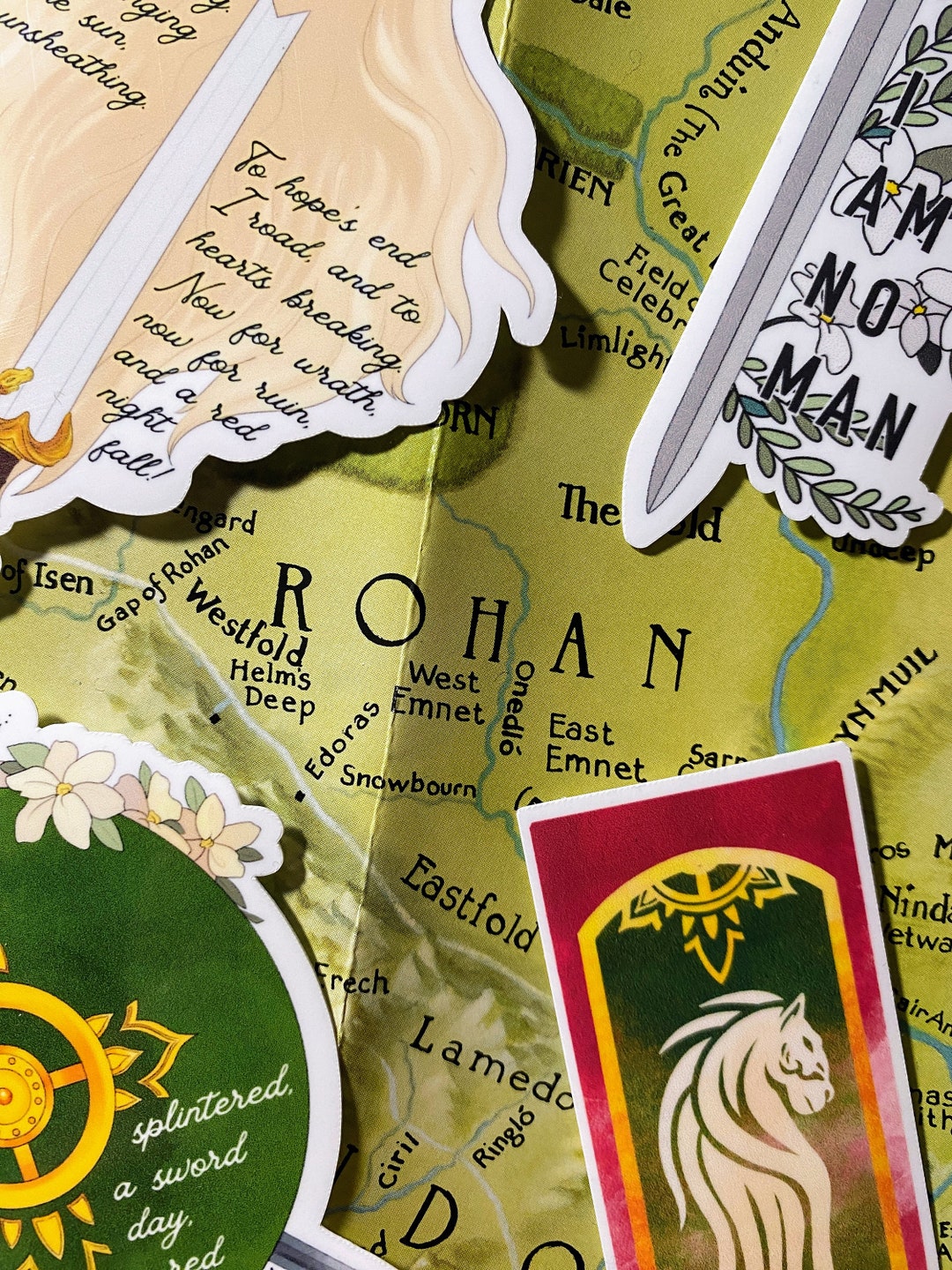 Rohan Lord of the Rings 4 Stickers Set Eowyn, Eomer, Theoden, Flag ...