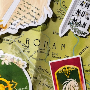Rohan Lord of the Rings 4 Stickers Set Eowyn, Eomer, Theoden, Flag ...