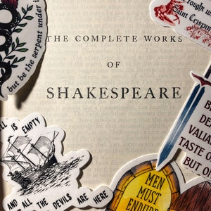 Shakespeare Waterproof Vinyl Sticker Set of 5 Literary Stickers - Etsy